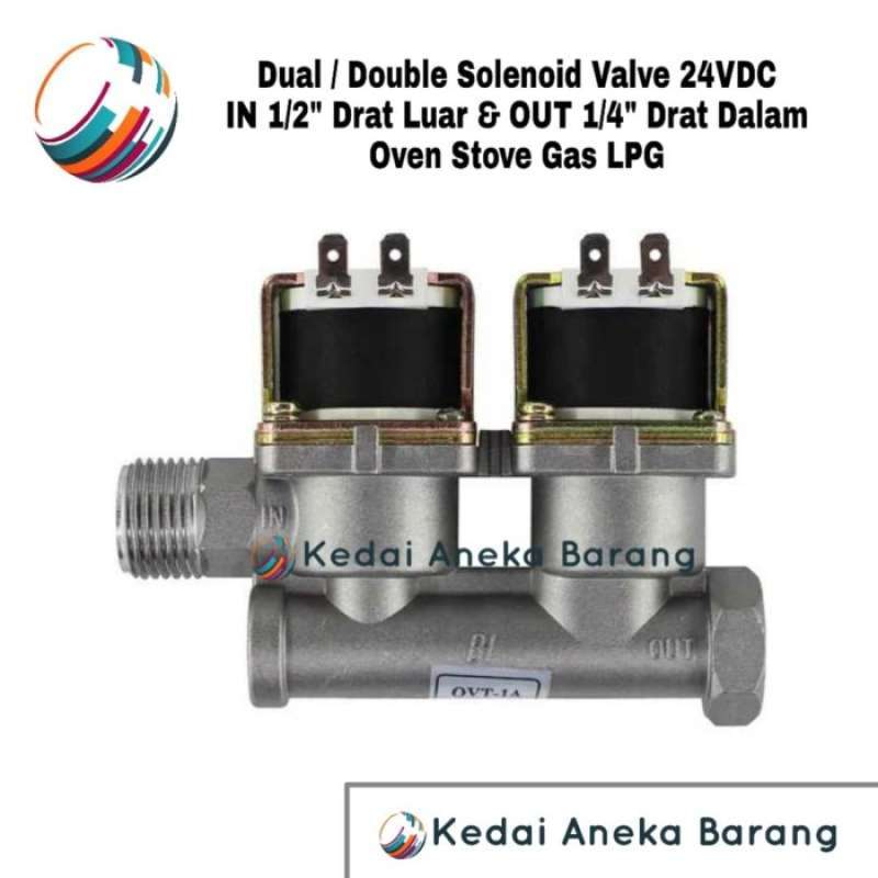 Promo Dual Double Solenoid Valve 24V DC Gas LPG Oven IN 1/2 OUT 1/4 Inch Diskon 23% di Seller ...