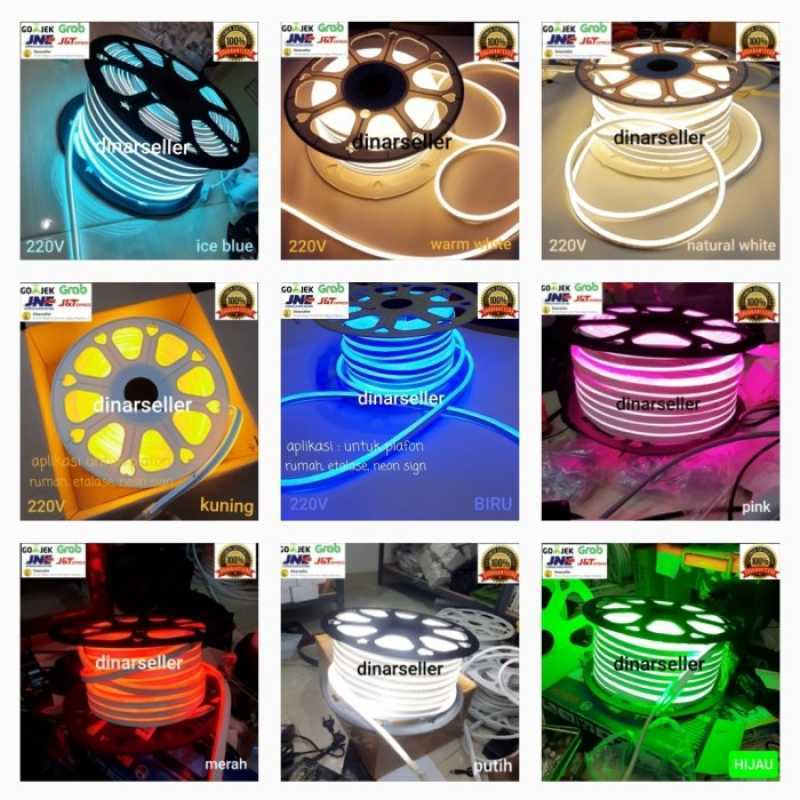 Promo NEON FLEX 10 METER + SOKET 220V LED NEON FLEKSIBEL SELANG SUSU ...