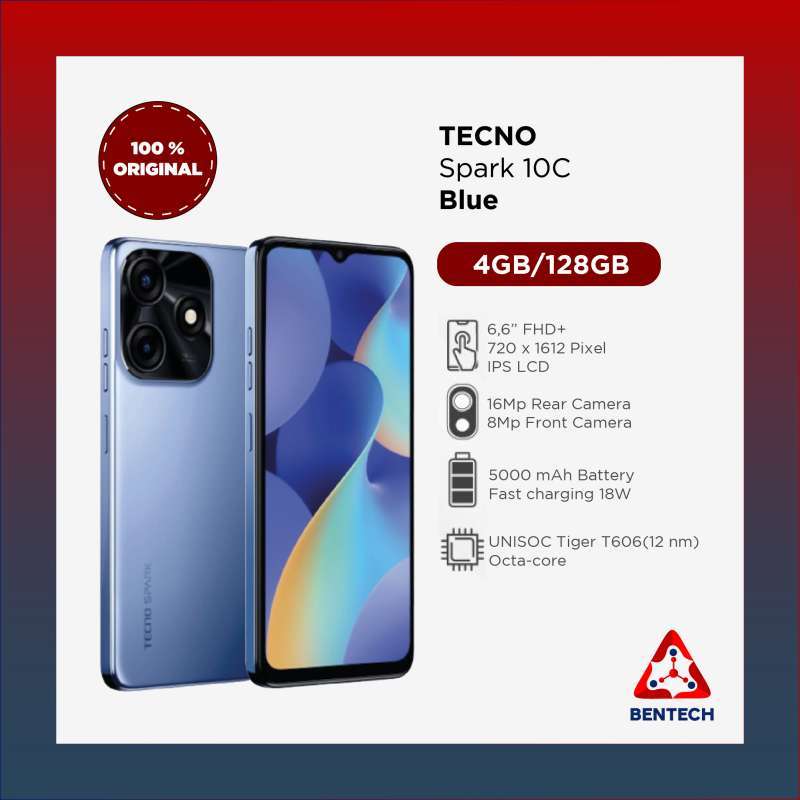 Jual Tecno Spark 10c 4 128 Blue Di Seller Bentech Kemayoran Kota