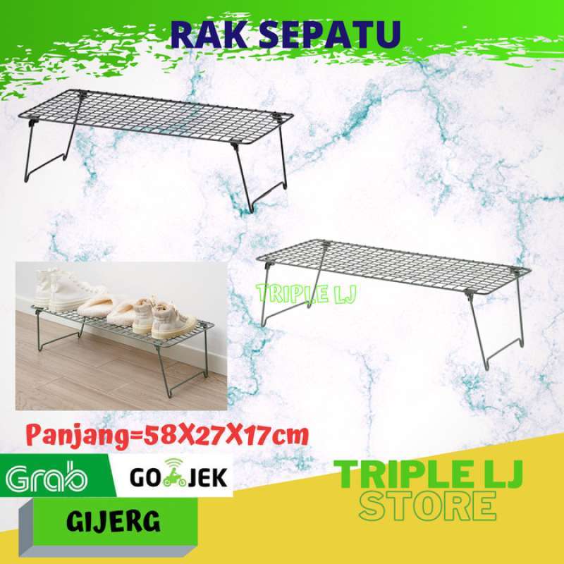 Jual Rak Tempat Sepatu Sandal Sendal 1 Susun Besi Bisa Di Susun Hitam ...