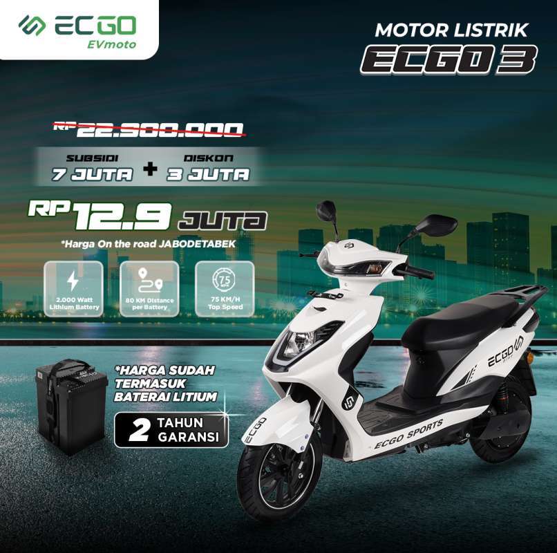 Jual ECGO-3 Pearl White Baterai Milik - On The Road JABODETABEK di ...