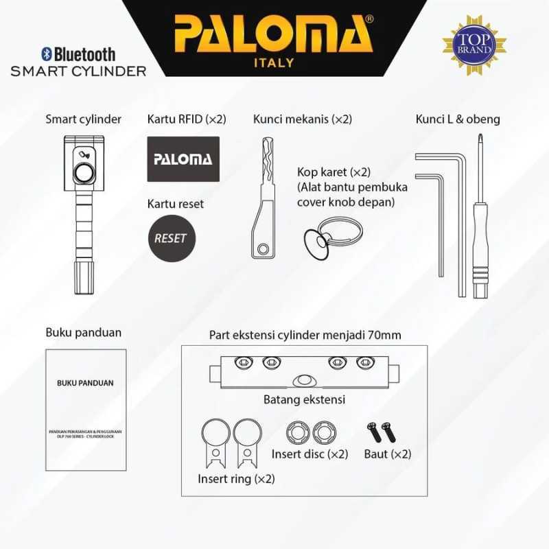 Jual PALOMA Smart Cylinder Lock Kunci Pintu Silinder Digital Home DLP 701 di Seller GALERY KUNCI ...