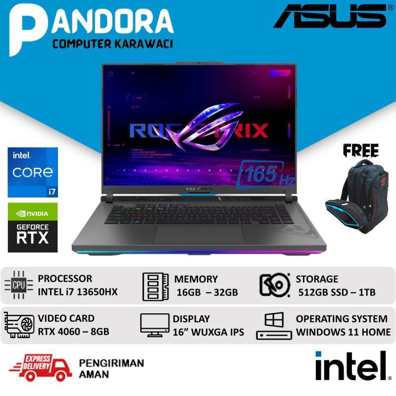 Jual ASUS ROG STRIX G16 G614JV i7 13650HX 16GB 512GB SSD RTX 4080 8GB ...