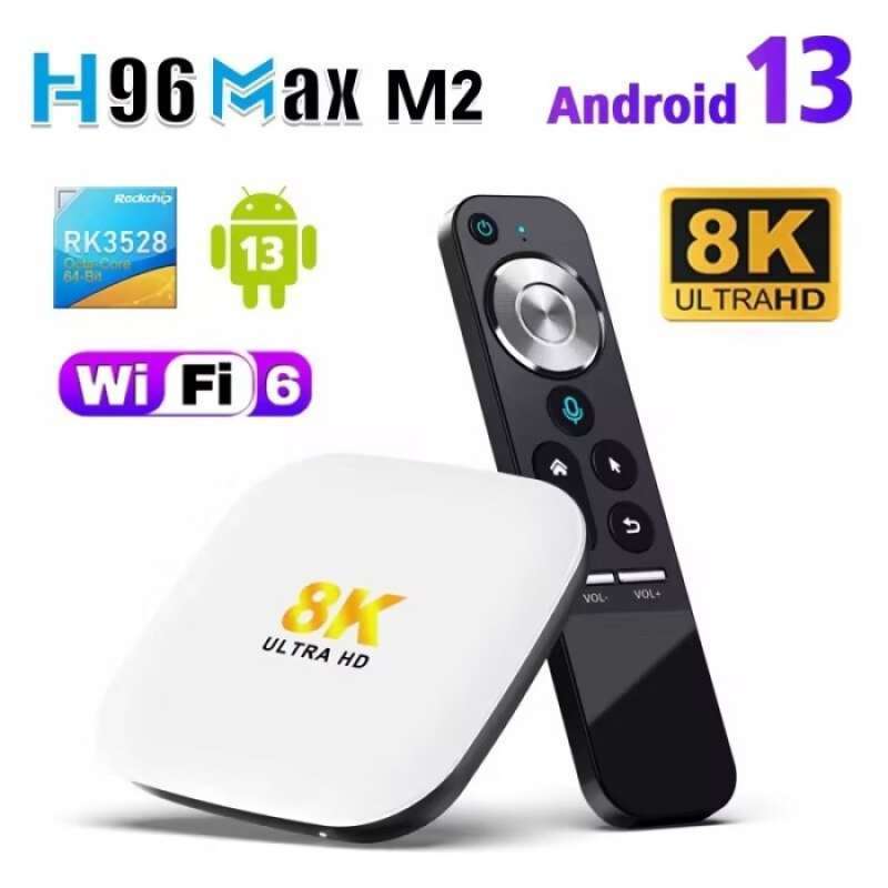 Promo Android Tv Box H96 Max M2 Rk3528 4/64Gb Android 13 With Remote Voice Baru - H96 MAX 2/16GB ...