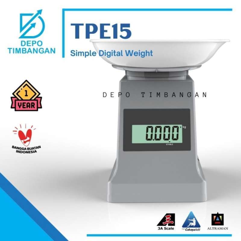 Promo Timbangan Simple Weighing 3A Tpe Tpe Weighing Scale 15 Kg Terlaris - Bowl Diskon 14% di ...