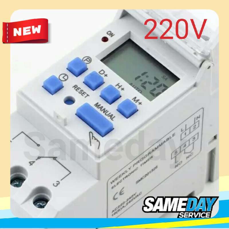 Promo DIGITAL TIMER SWITCH PROGRAMMABLE 220V ON OFF MCB BOX DIN RAIL ...