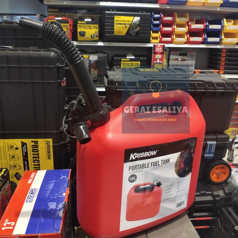 Promo Krisbow Jerigen Bensin Plastik 10 Ltr - Merah/kuning Diskon 33% ...