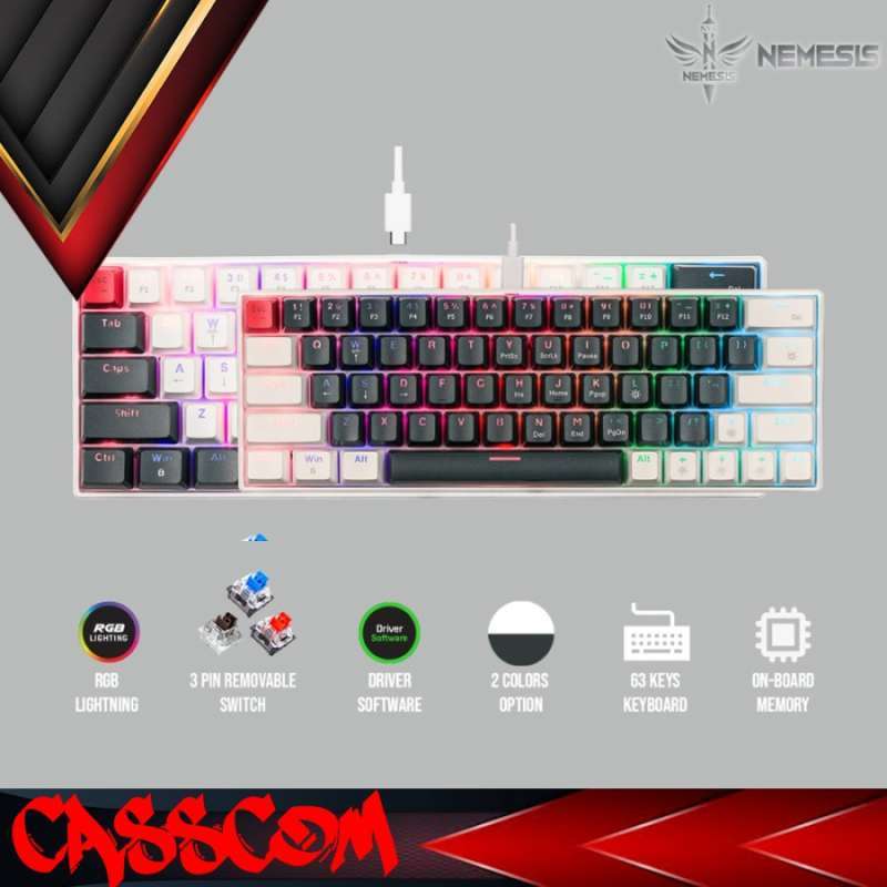 Promo Keyboard Mechanical 63 Keys Removable NYK Nemesis Helens MKN-06 ...