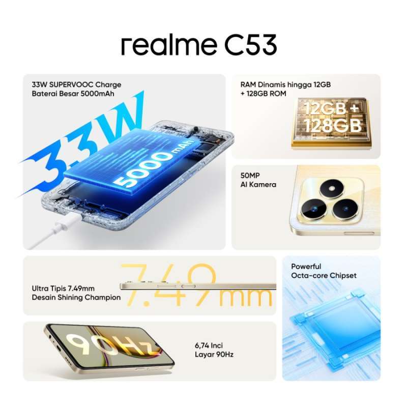 Jual Realme C53 RAM 8GB/256GB - 5000 mAh Battery | 33W Charge | NFC Garansi Resmi - Grandivo di ...