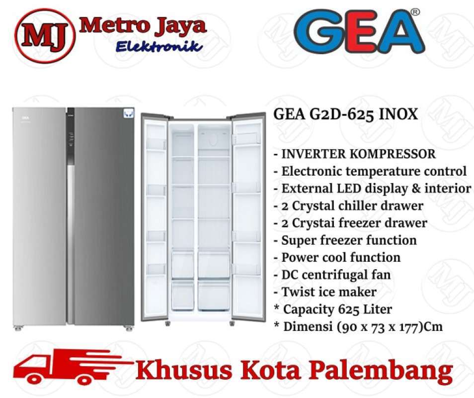 Jual GEA Kulkas side by side 2 pintu G2D-625 INOX 625 Liter Silver di ...