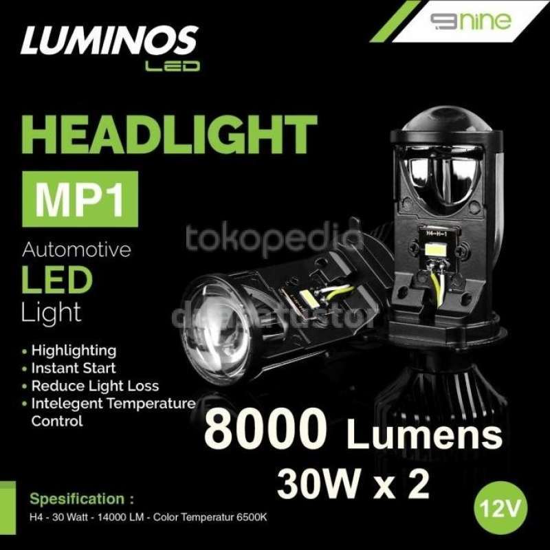 Promo Luminos MP1 Lampu LED Utama Mobil H4 Projector Mini Hi-Lo 30Wat ...