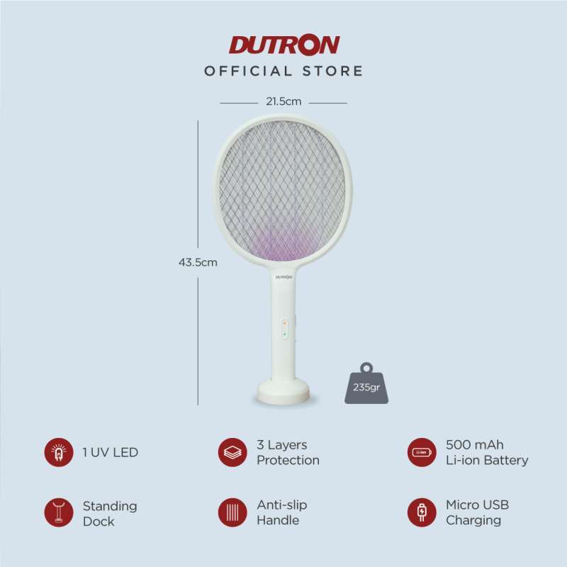 Promo Dutron Raket Nyamuk Listrik Uv Mosizap Rechargeable - 1 Pcs Grey ...