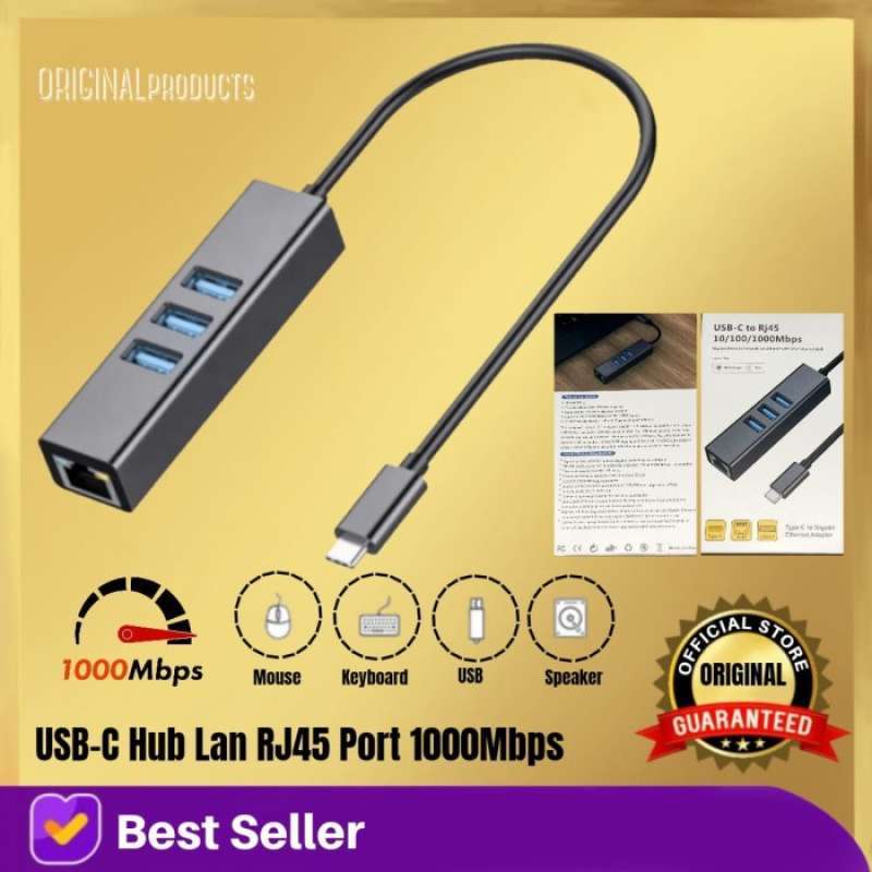 Promo Usb c to lan gigabit Rj45 3 hub 3.0 port Ethernet Adapter macbook ipad Diskon 9% di Seller ...