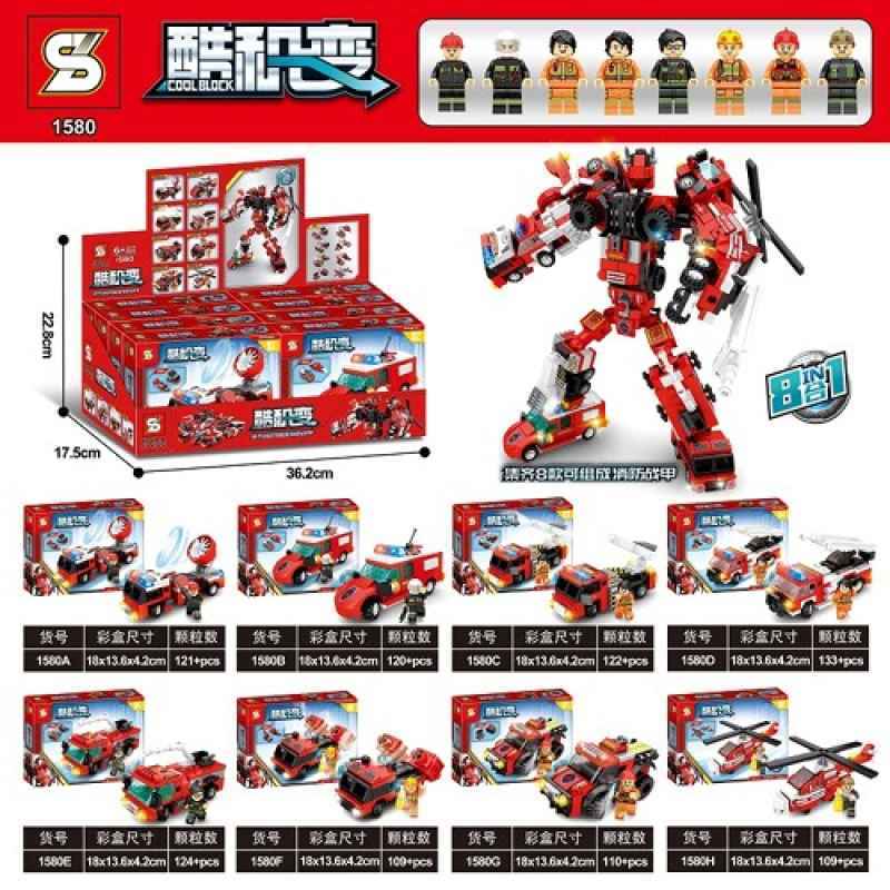Promo SY 1580 Fire Fighter Robot Series 8in1 | DIY Brick Block Mainan Balok Building - SY 1580-A ...
