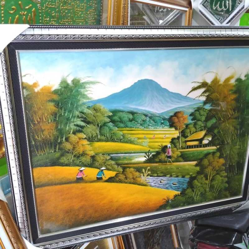 Promo Lukisan Kanvas Pemandangan Frame Sier Diskon 23% Di Seller Bea ...