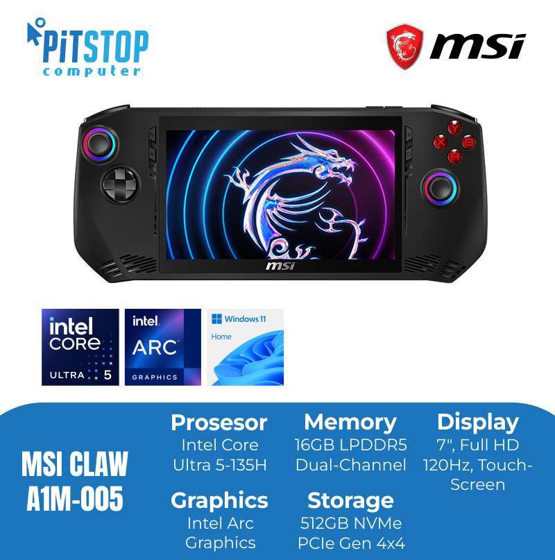 Jual Msi Claw A1m-005 (core Ultra 5-135h/ Ram 16gb/ Ssd 512gb/ Intel ...