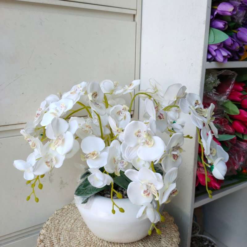 Promo Anggrek Kain Super Rimbun Artificial Pot Mangkok Viber Artificial ...
