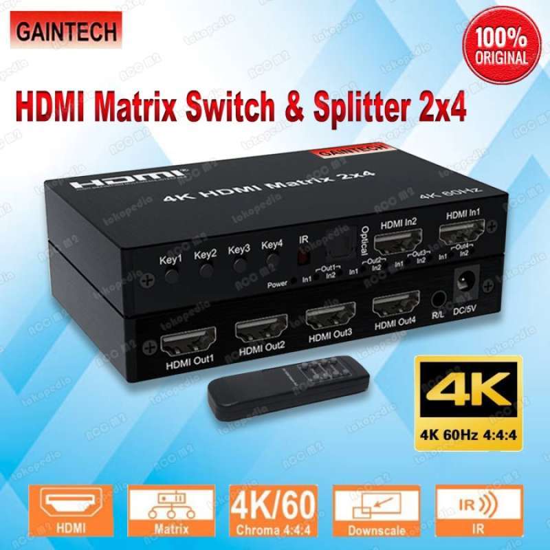Promo Hdmi Matrix Switch Splitter 4x2 / 2x4 2 In 4 Out Support 4k 60hz ...