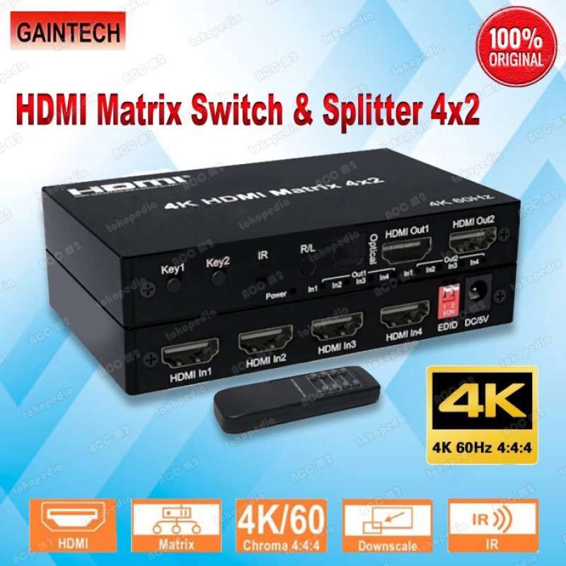 Promo Hdmi Matrix Switch Splitter 4x2 / 2x4 2 In 4 Out Support 4k 60hz ...