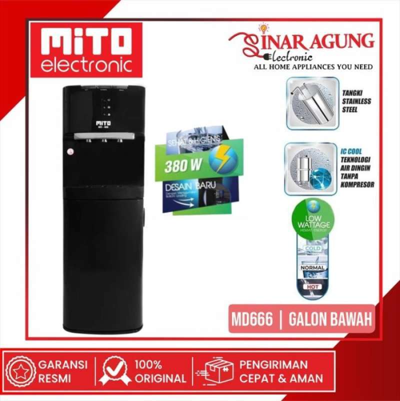 Promo Water Dispenser Galon Bawah Hot Normal Cool Mito Md-666 Md666 Original Diskon 33% Di ...