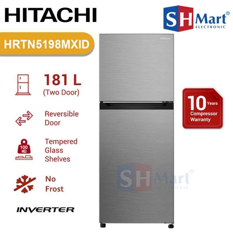 Jual Kulkas 2 Pintu Hitachi 181 Liter Hrtn5198mxid Inverter Inox Garansi Resmi Di Seller Shmart ...