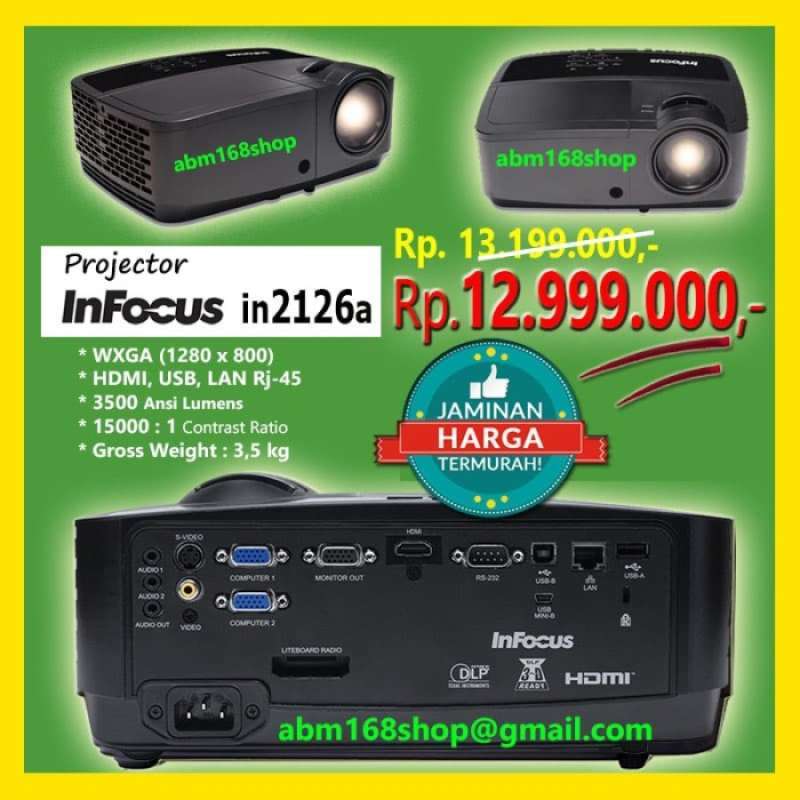 Promo Projector Infocus In2126a Hdmi Wxga Usb 3500 Lan Rj45 Infokus In ...