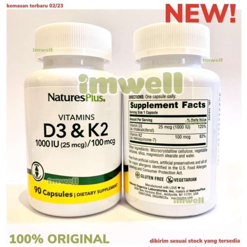 Promo Natures Plus Vit D3 K2 1000 Iu 100mcg Vitamin D 3 1000iu Imun ...