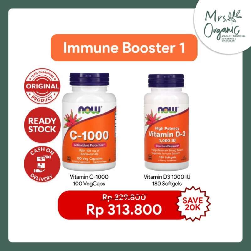 Promo Paket Vitamin Imun Booster 1 C-1000 Kapsul Dan D-3 1000 Iu ...