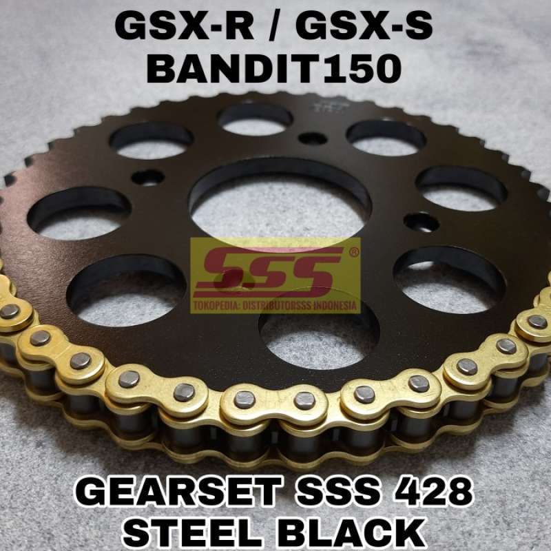 Promo Girset Sss 428 Steel Black Gsx-r Gsx-s Gsx 150 Bandit 150 Rantai ...