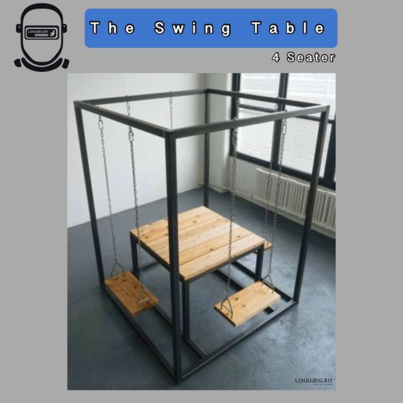 Promo Swing Table Kit / Ayunan Kayu Besi Kursi Meja / Taman Indoor ...