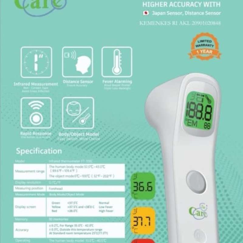 Promo Thermometer Infrared Dr Care/ Thermometer Non Contact Dr Care ...