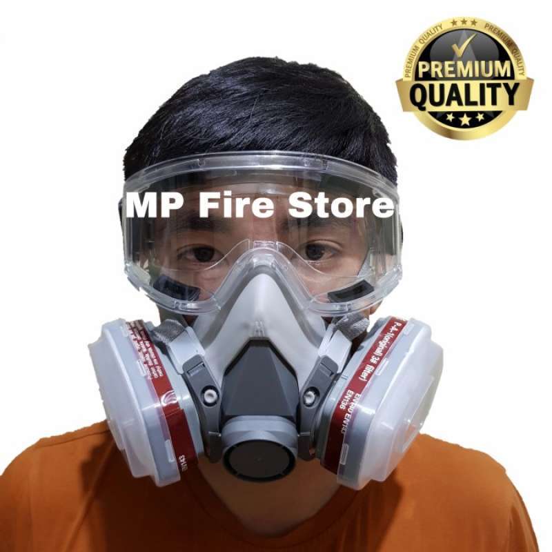 Promo Full Face Mask Gas Respirator Masker Dust Double Filter Pemadam ...