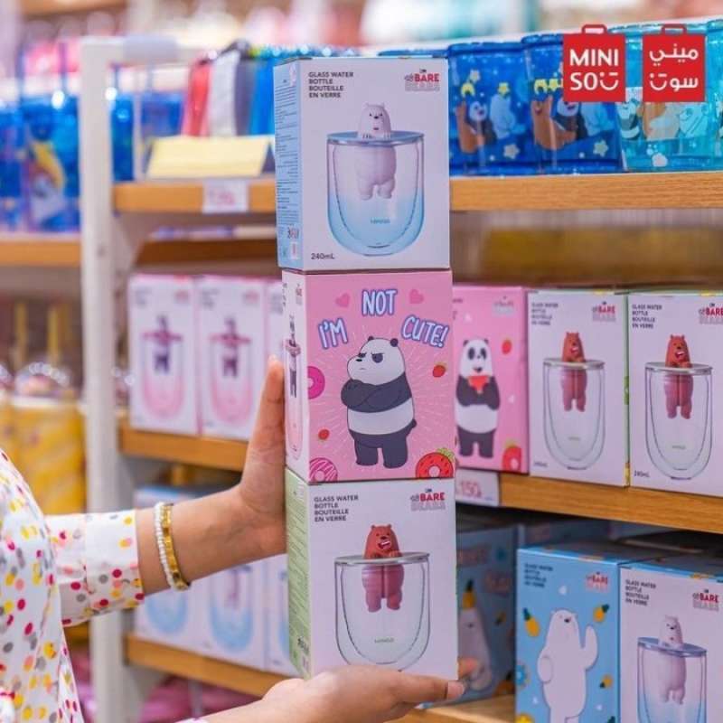 Promo Miniso We Bare Bears Collection 5.0 Double Wall Glass Water ...