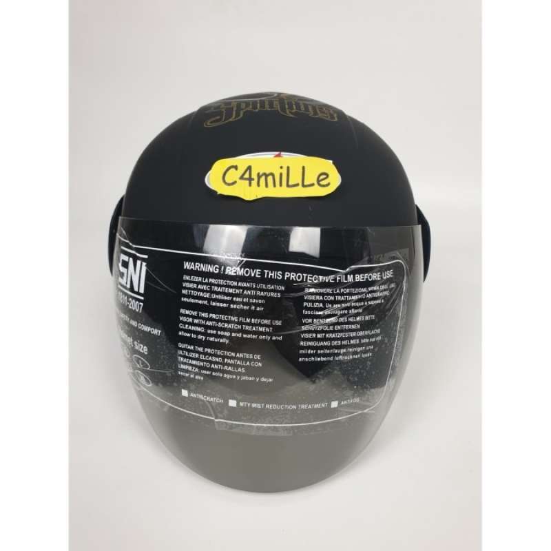 Promo Helm Evolution Spartan Black Silver Doff Half Face Model Gm Evo ...