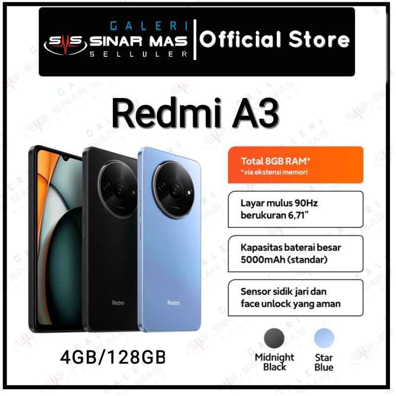 Jual Xiaomi Redmi A3 Smartphone [4gb+4gb/128gb] New Garansi Resmi ...