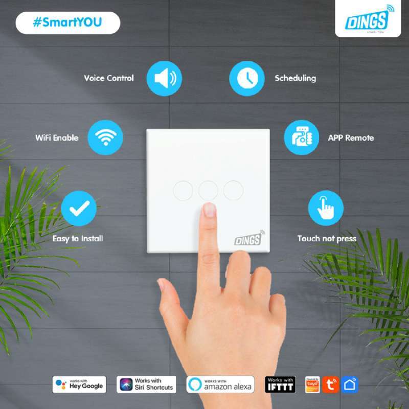 Promo Dings Smart Switch 3 Gang Saklar Listrik Pintar Smart Home Diskon ...