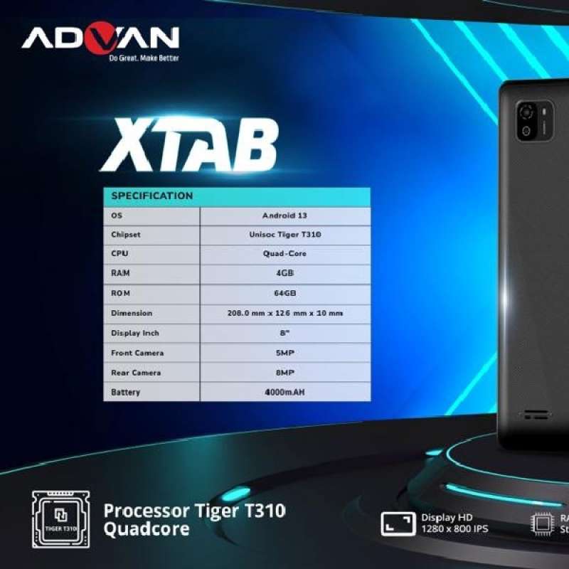 Promo Advan Xtab 4/64 Gb 8 Inci Quadcore T310 Tablet Android 13 Non ...