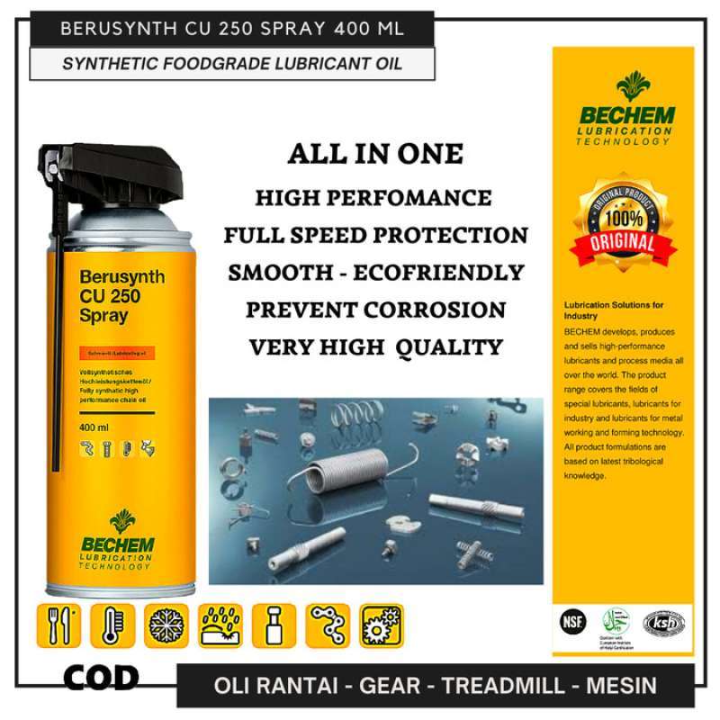 Promo Pelumas Rantai Gear Mesin Berusynth Cu 250 Spray 400 Ml Bechem ...