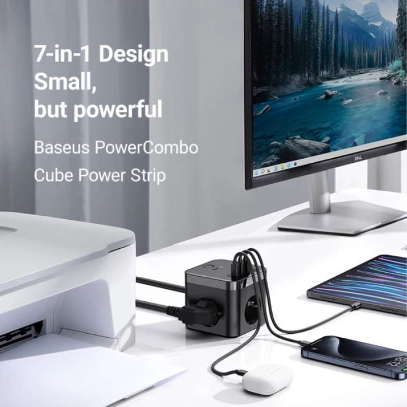 Promo Baseus Powercombo Cube 30w 7in1 Power Strip Desktop Charger ...