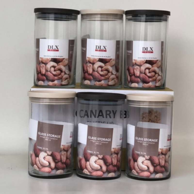 Promo Toples Kaca Canary Kedap Udara Set (6 Pcs) Ukuran 880 Ml Diskon 23% Di Seller Indah ...