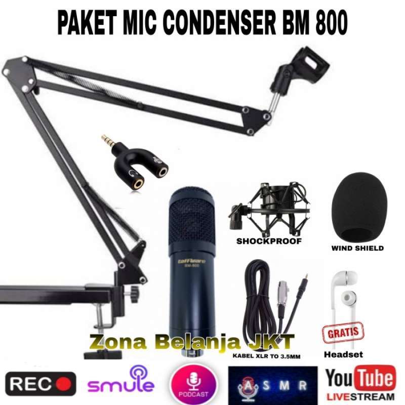 Promo Paket Mic Condenser Bm 800 With Splitter / Recording Diskon 23% ...