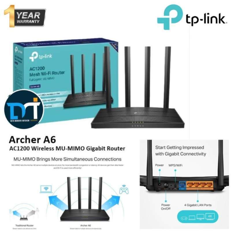 Promo Archer A6 Ac1200 Wireless Mu-mimo Gigabit Router Diskon 23% Di ...