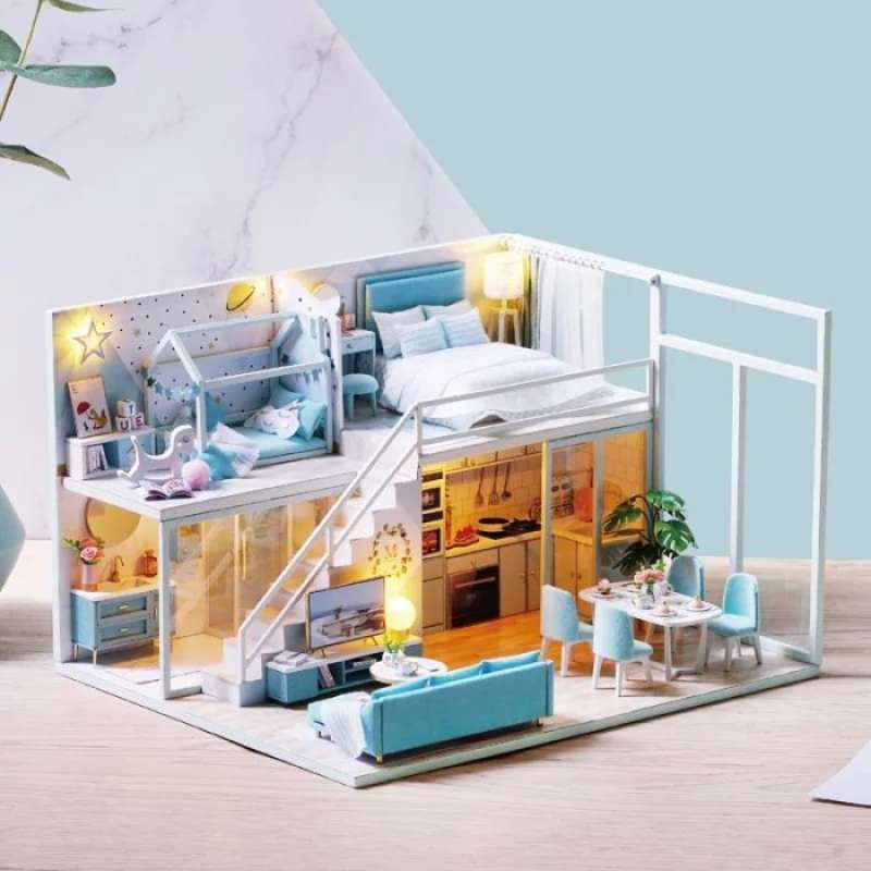 Promo Mainan Anak Diy Miniatur Rumah Boneka ~ Loft Apartment Poetic ...