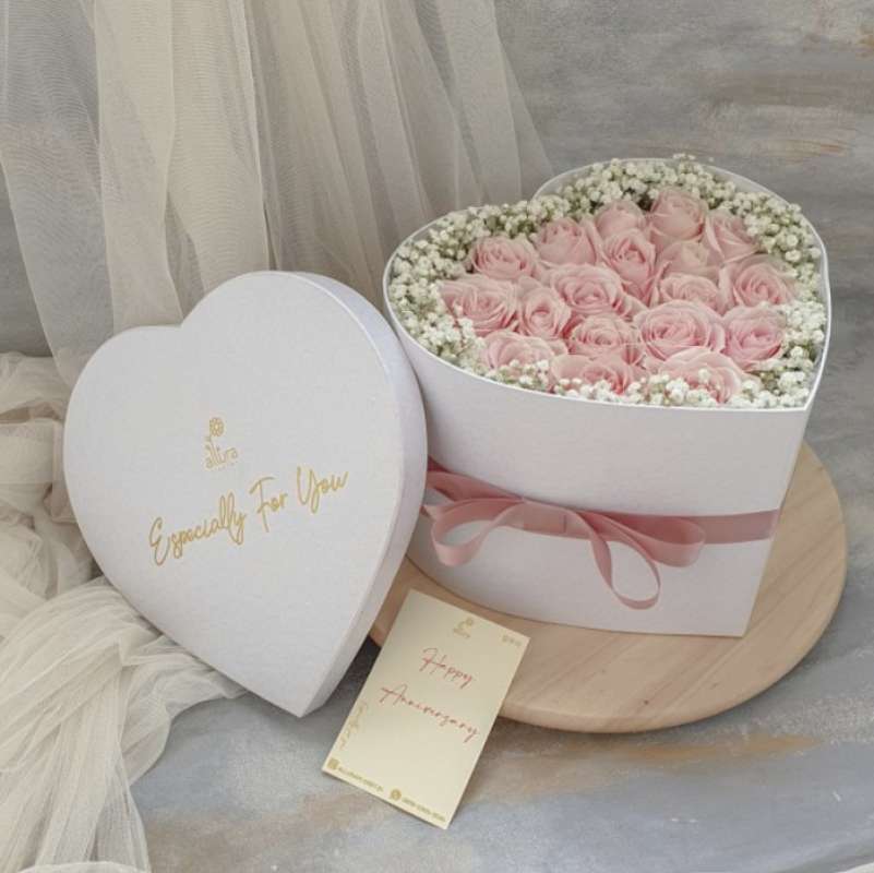Promo Bloom Box Love Hati Bunga Roses Mawar Wisuda Ultah Nikah Wedding ...