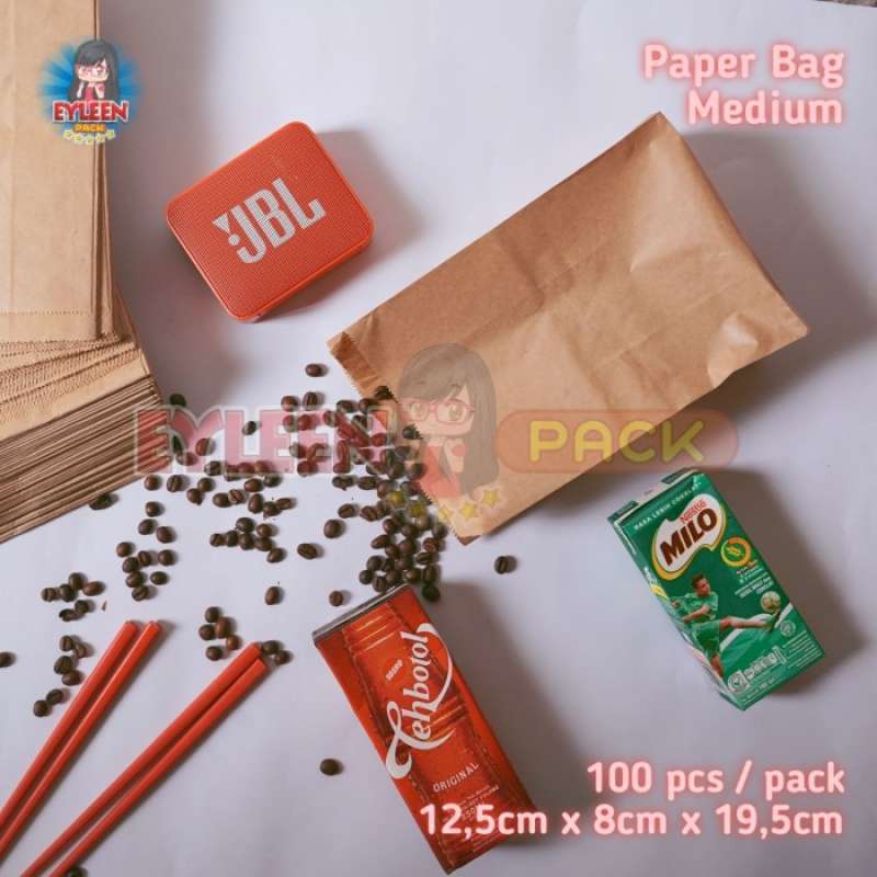 Promo Paper Bag Medium / Kantong Kertas M 100 Pcs | Kantong Roti / Snack Diskon 23% Di Seller ...