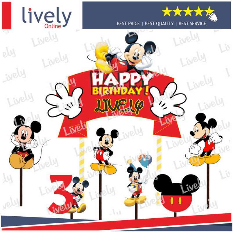 Promo Cake Topper Hiasan Hbd Happy Birthday Nama Mickey Mouse Set ...