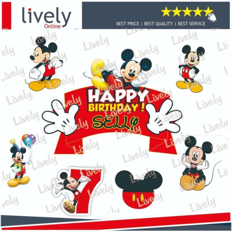 Promo Cake Topper Hiasan Hbd Happy Birthday Nama Mickey Mouse Set ...