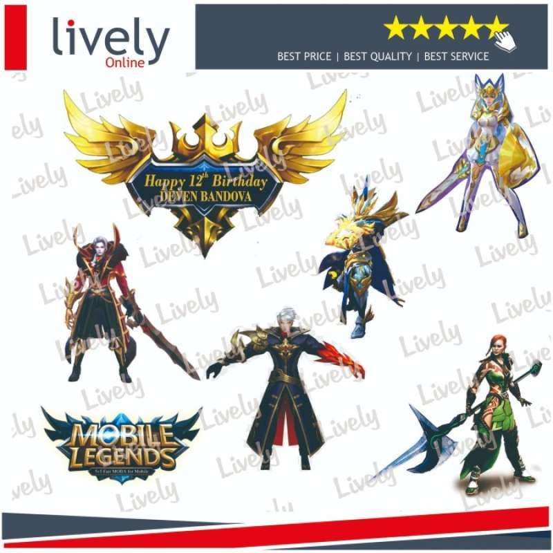 Promo Cake Topper Hbd Happy Birthday Nama Mobile Legends 01 Set Diskon ...