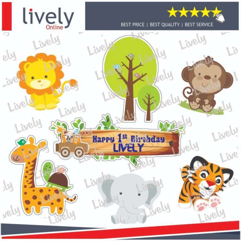 Promo Cake Topper Hiasan Hbd Happy Birthday Nama Cute Animal Set Diskon ...