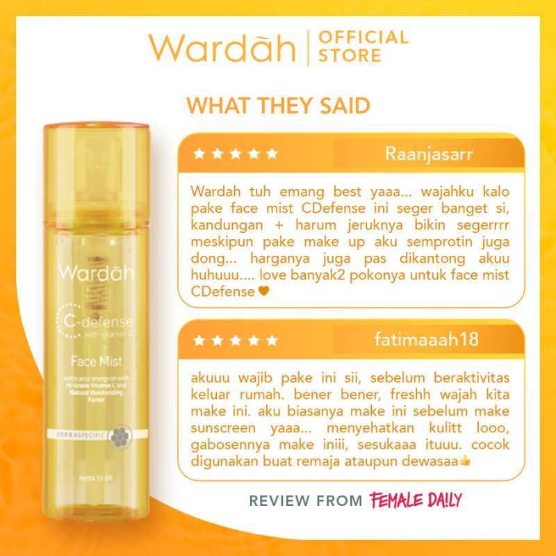 Promo Wardah C-defense Face Mist 55ml - Spray Diskon 9% Di Seller Surya ...